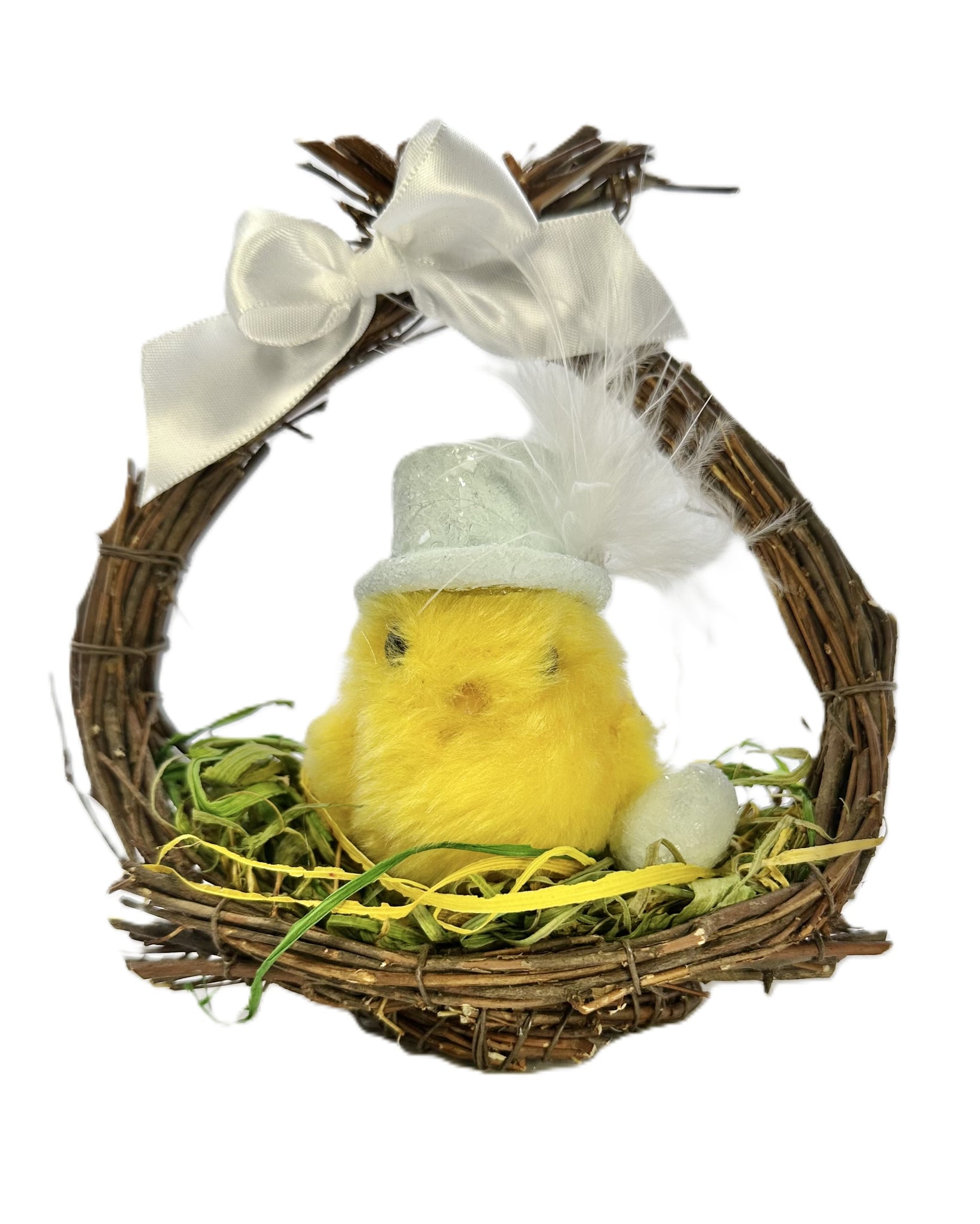 Peep with Bonnet in Twig Basket - Sky – Sherri's Designs